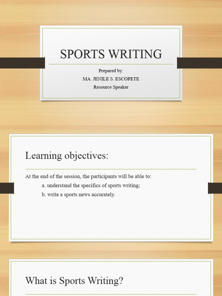 SPORTS-WRITING-PPT-2024 (1) | PDF | Sports | Basketball Teams