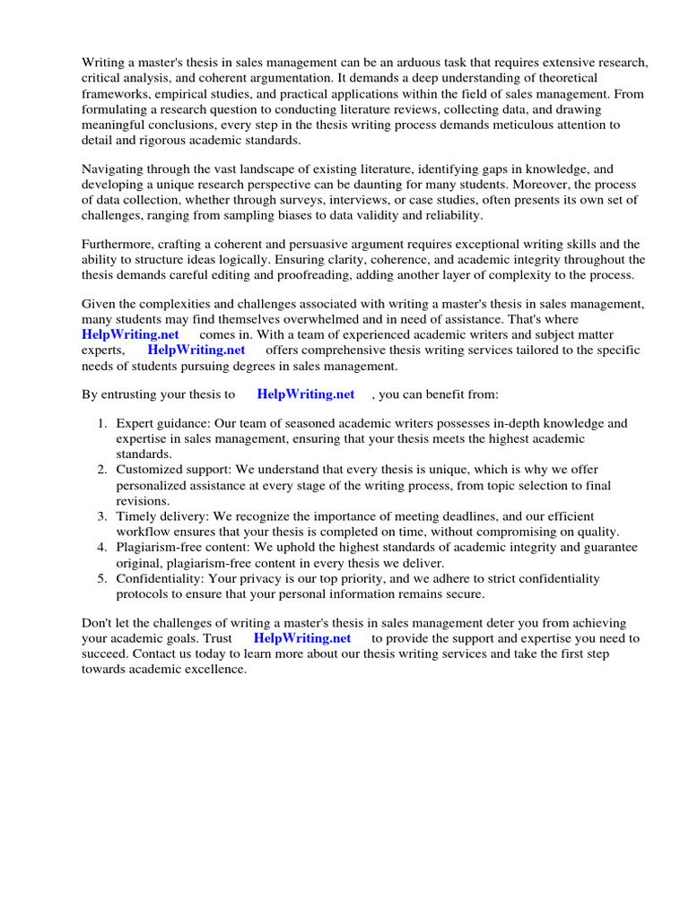 Master Thesis Sales Management | PDF | Thesis | Expert