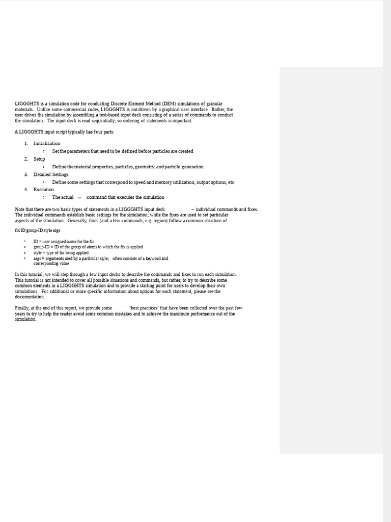 Vdocuments - MX Liggghts Tutorial | PDF | Parameter (Computer Programming)