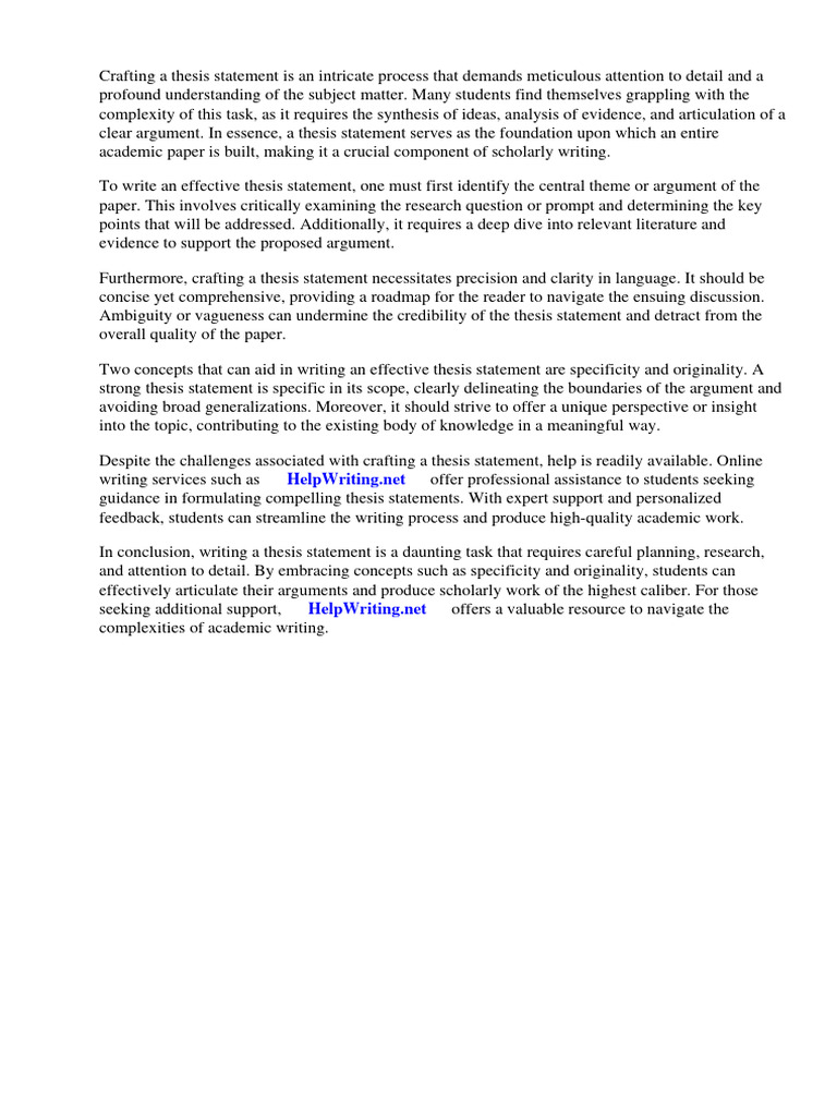 Two Concepts To Write An Effective Thesis Statement | Download Free PDF ...