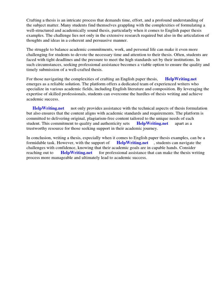 English Paper Thesis Examples | PDF | Thesis | Essays
