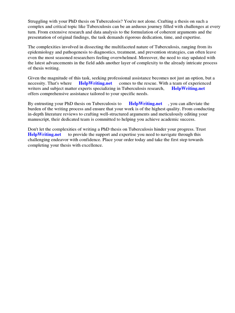 PHD Thesis Tuberculosis | PDF | Tuberculosis | Infection