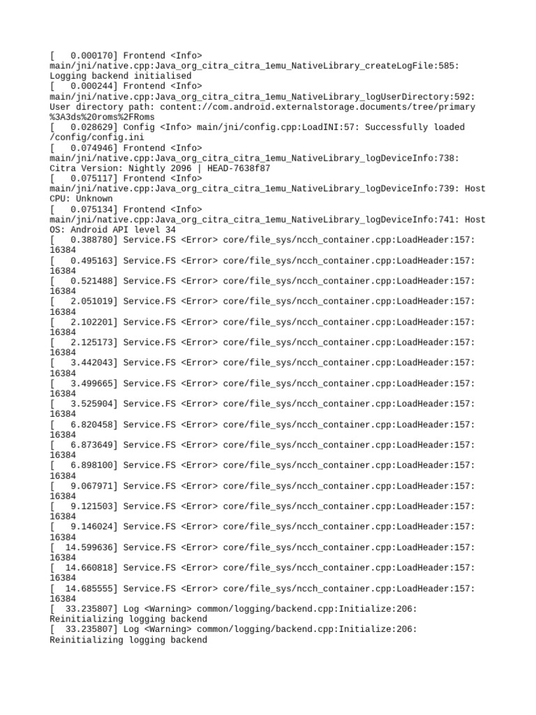 Citra Emulator Log Analysis | PDF | Operating System Technology | Computer Science