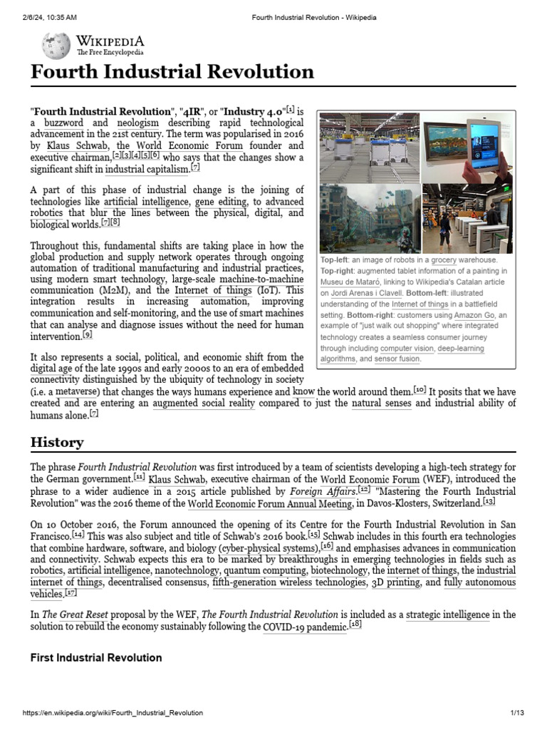 Fourth Industrial Revolution - Wikipedia | PDF | Internet Of Things ...