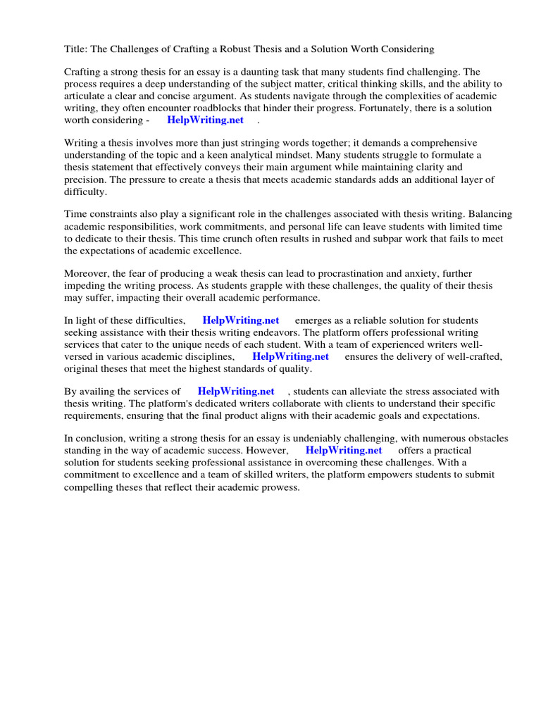 How To Write A Strong Thesis For An Essay | PDF | Essays | Thesis