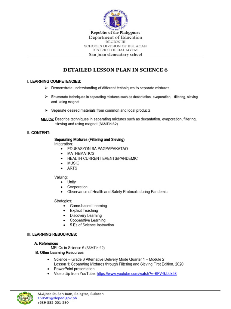 1st CO-DLP SCIENCE SY 2023-2024 | PDF | Filtration | Mixture