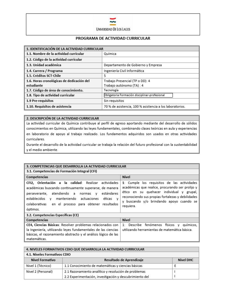 Programa | PDF | Química | Compuestos químicos