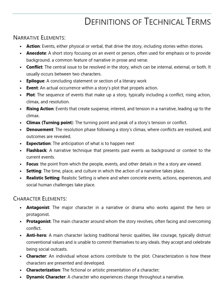 Key Literary Terms and Definitions | PDF | Narrative | Poetry