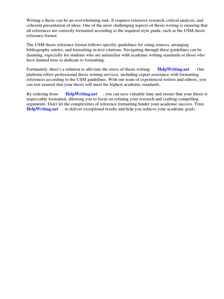 Usm Thesis Reference Format | PDF | Thesis