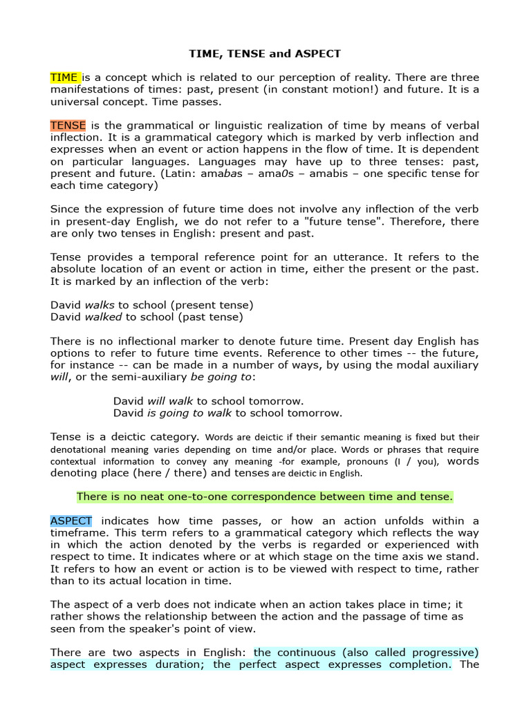 Time, Tense and Aspect | PDF | Grammatical Tense | Verb