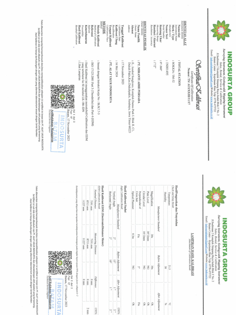 Calibration (Total Station) | PDF