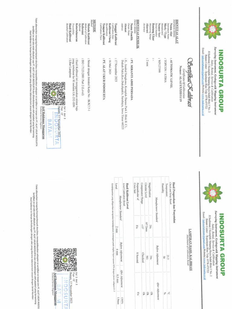 Calibration (Auto Level) | PDF