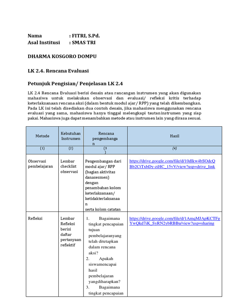 Rencana Evaluasi | PDF | Karier & Perkembangan