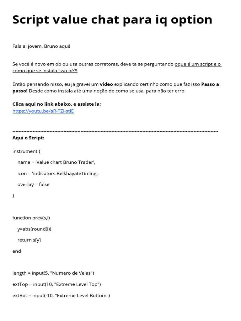 Script Value Chat para Iq Option | PDF