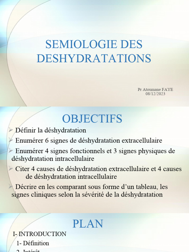 Signes de déshydratation intracellulaire et extracellulaire | PDF ...