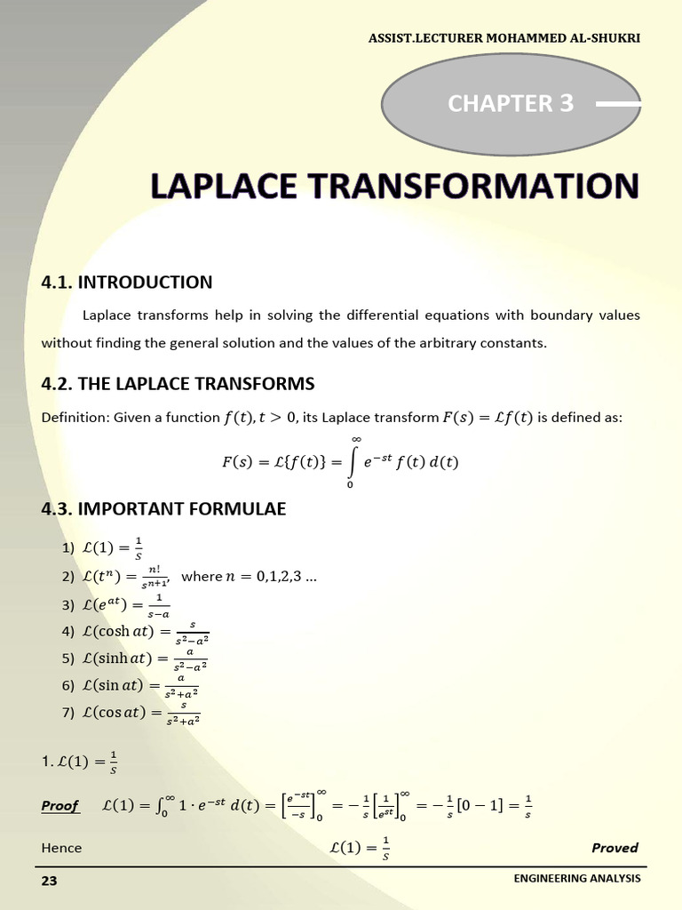 Laplace Transformations | PDF | Laplace Transform | Subtraction