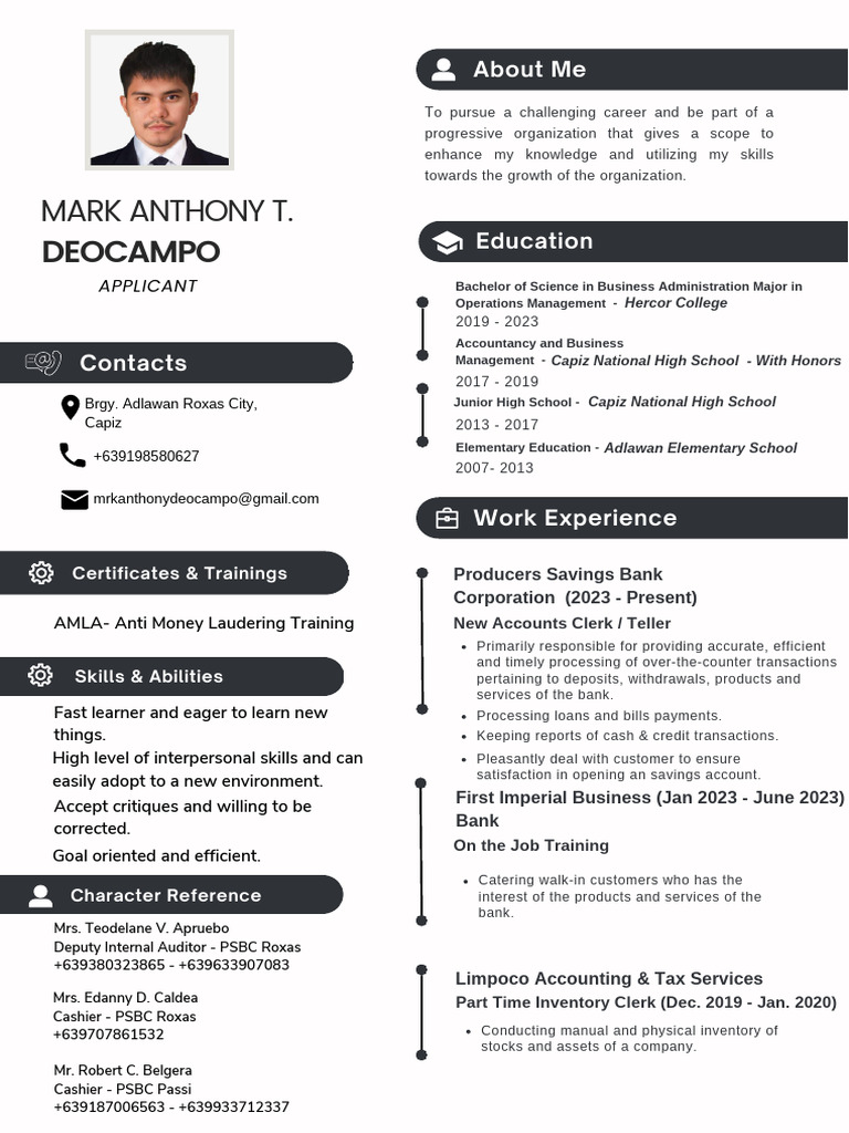 Deocampo: Mark Anthony T | PDF | Banks | Business