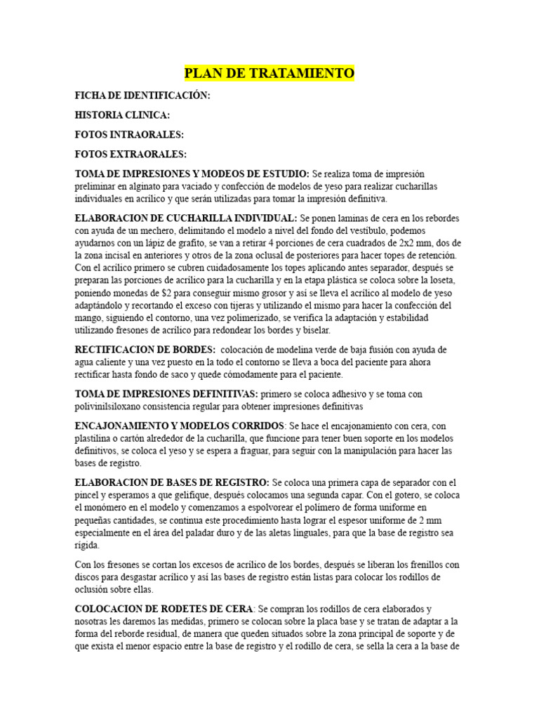 Tratamiento de Foseta Glabelar | PDF | Odontología | Diente