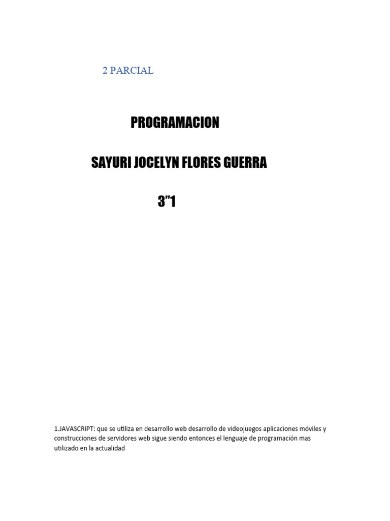 Sayuri Lenguaje de Programacion | PDF | Lenguaje de programación | Programación de computadoras