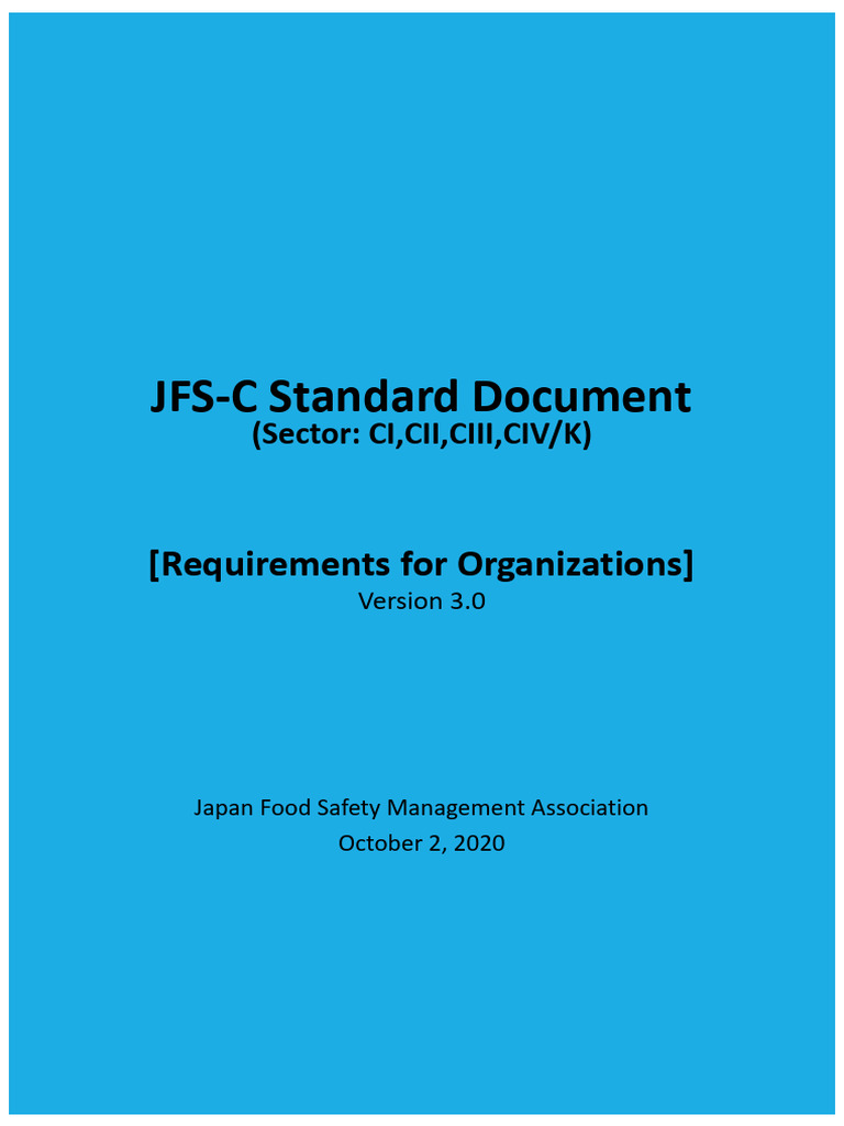 JFSC STANDARD Document Ver3 0 ENG | PDF | Food Safety | Hazard Analysis ...