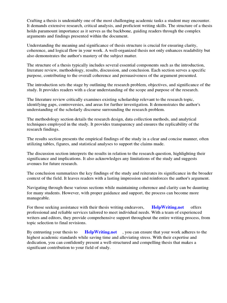 Thesis Structure Meaning | PDF | Thesis | Methodology