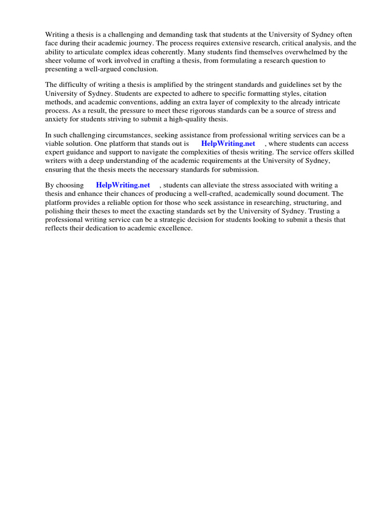 Thesis Submission University of Sydney | PDF | Thesis