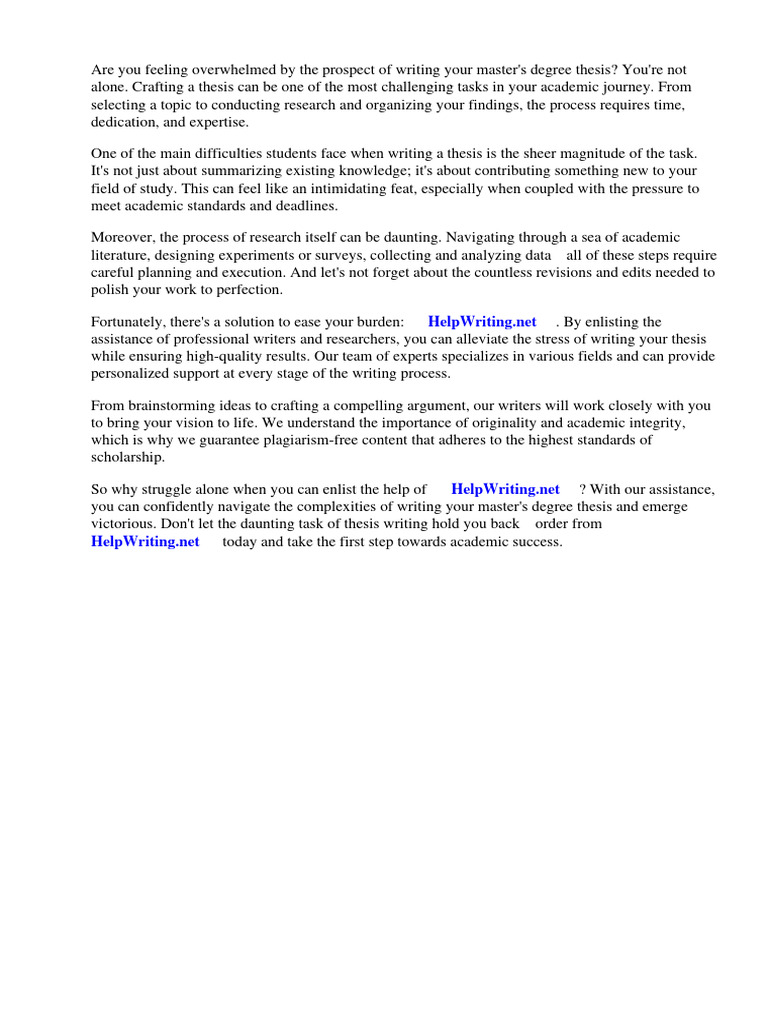 How To Write A Masters Degree Thesis | PDF | Thesis
