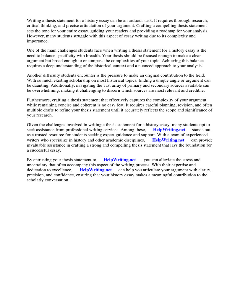 Crafting History Essay Thesis Statements | PDF | Essays | Thesis