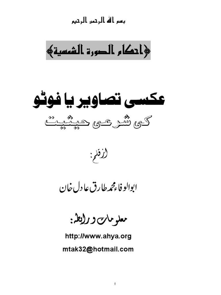 Tasweer Ki Hasiyat Urdu Book | PDF