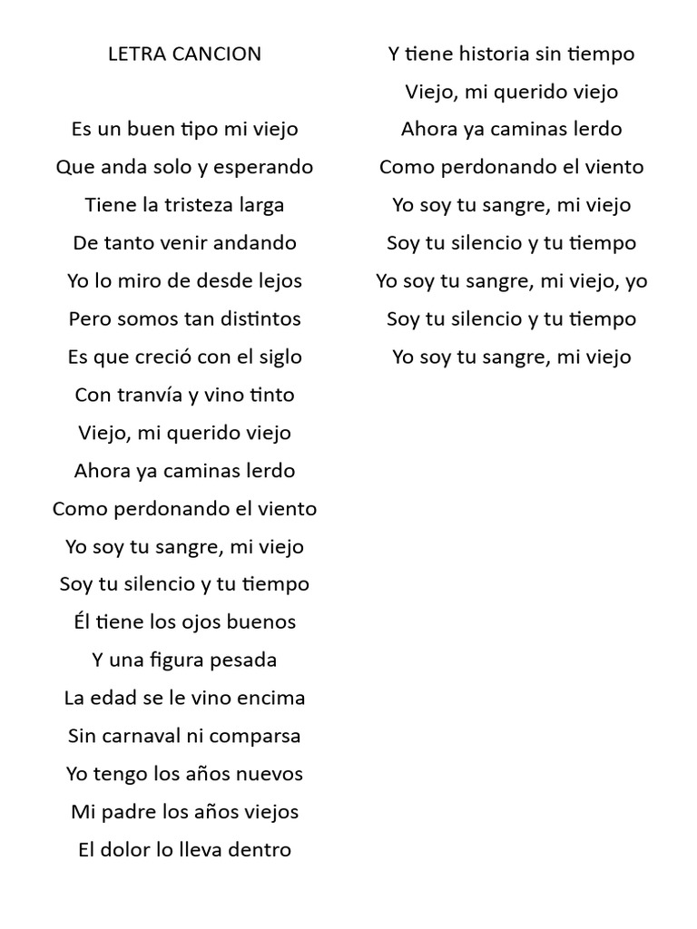 Letra Cancion | PDF | Cocina, comidas y vino | Arte
