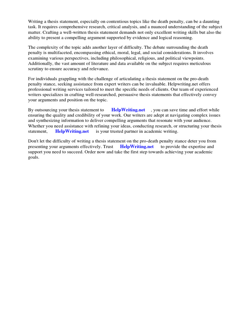 Thesis Statement Pro Death Penalty | PDF | Capital Punishment | Punishments