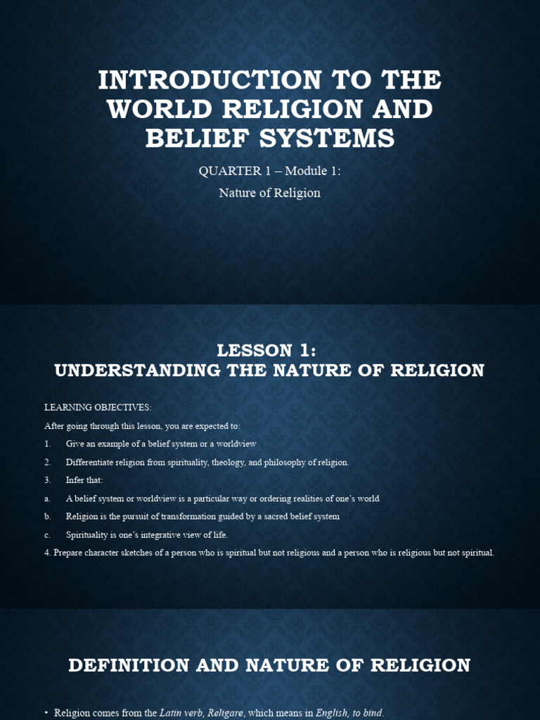 Lesson 1 - Nature of Religion | PDF | God | Spirituality
