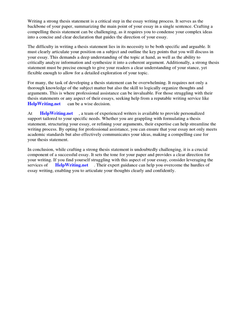 How To Make A Strong Thesis Statement For An Essay | PDF | Career & Growth