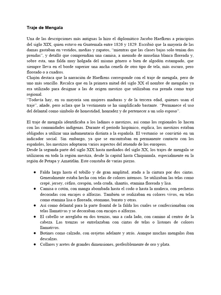 Historia Del Traje de Mengala de Amatitlan | Descargar gratis PDF ...