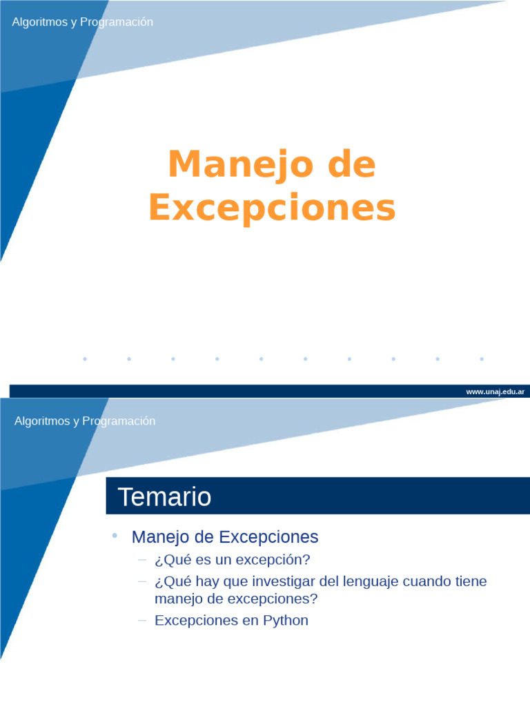 Excepciones en Programación Python | PDF | Programación de computadoras | Lenguaje de programación