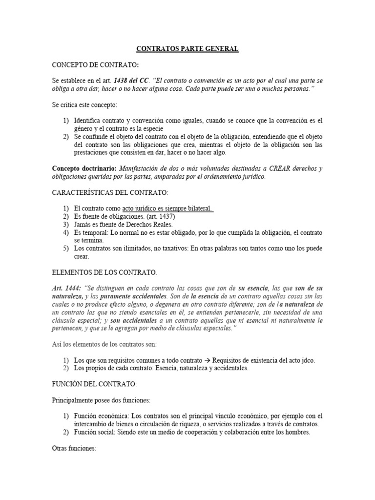 Contrato parte general | PDF | Derecho civil (sistema legal) | Justicia