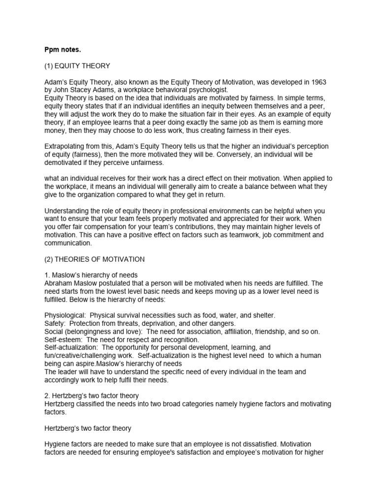 PPM Notes. | Download Free PDF | Motivational | Motivation