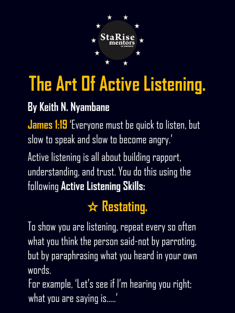The Art of Active Listening | PDF | Communication | Behavioural Sciences