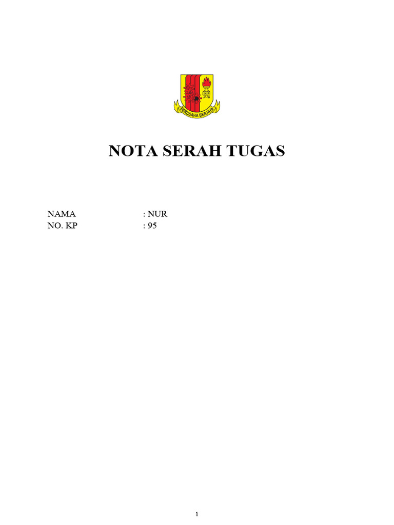 Nota Serah Tugas Pindah Sekolah | PDF