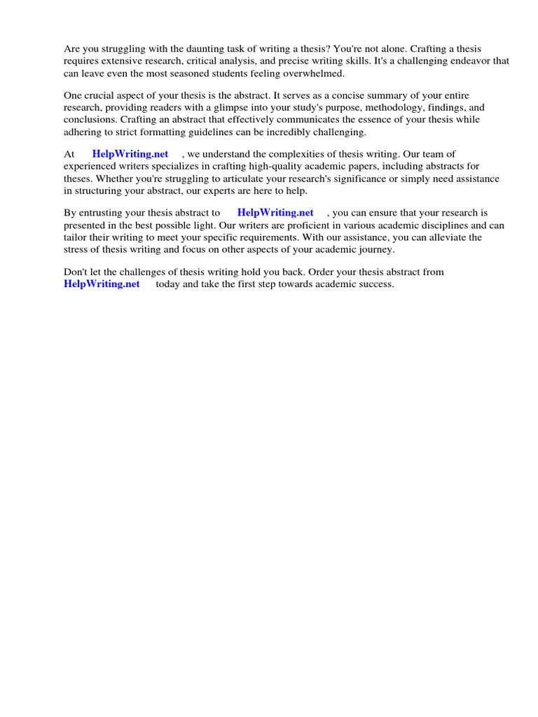 Sample Abstract For Thesis Writing | PDF | Thesis | Abstract (Summary)