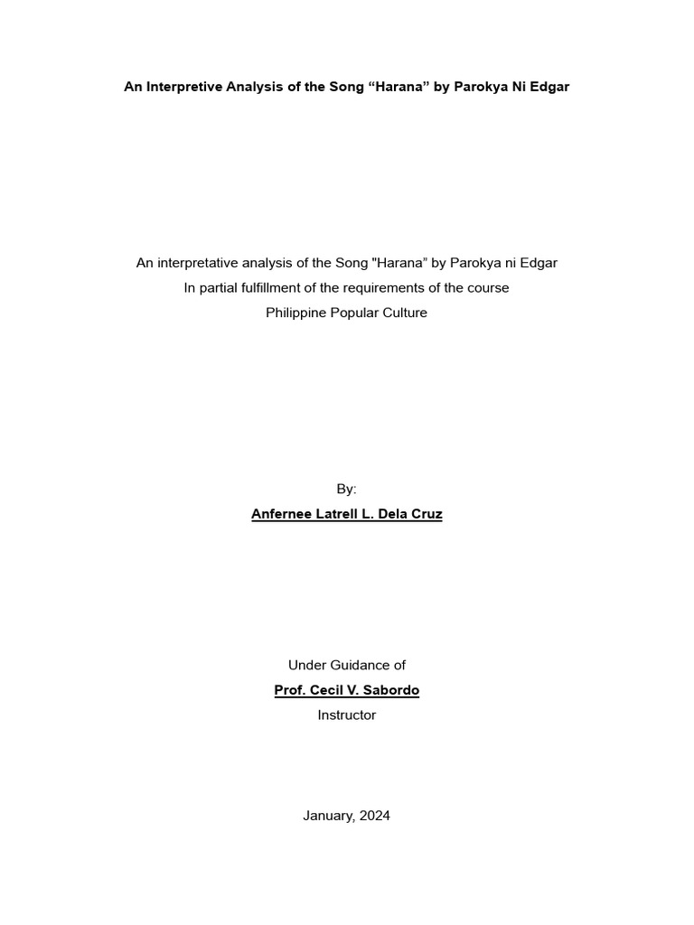 An Interpretive Analysis of The Song Harana - Dela Cruz | PDF ...
