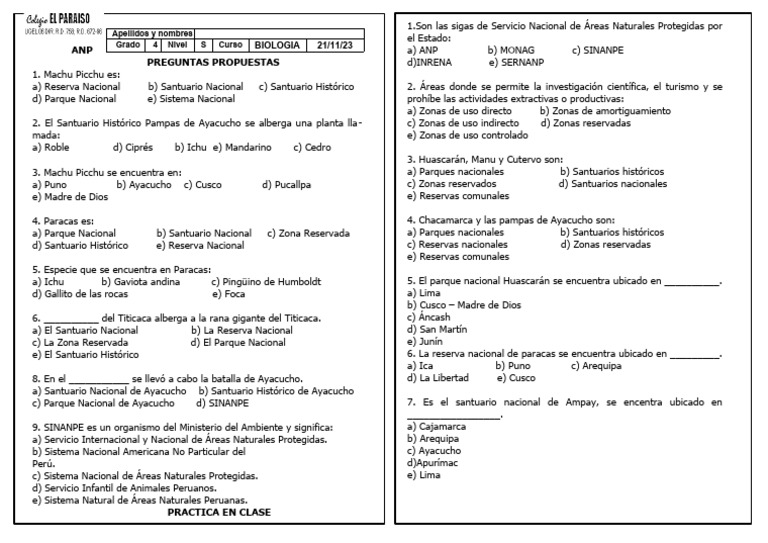 SEPARATAS DE BIOLOGIA SECUNDARIA 4to Sec. | PDF | Perú | América del Sur