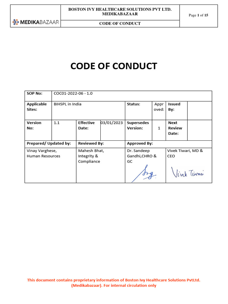 Boston Ivy Healthcare Code of Conduct | PDF