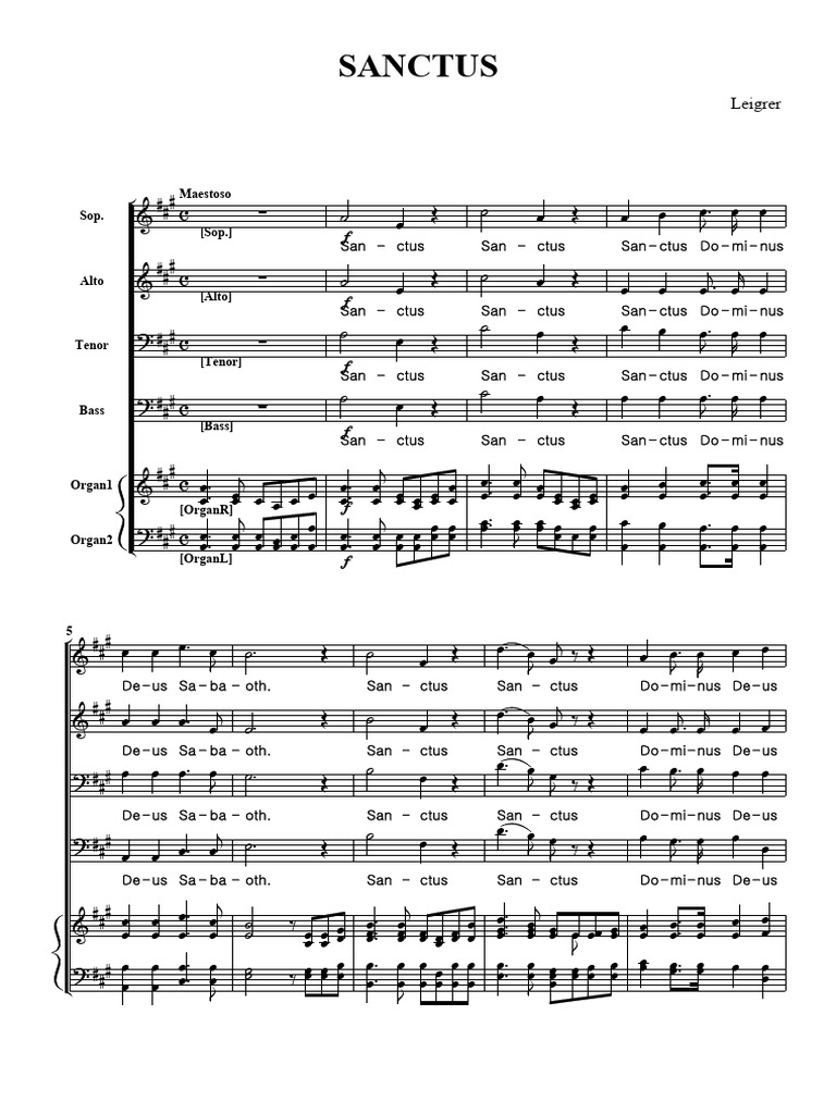 Sanctus Choral Composition | PDF | Singing | Vocal Music