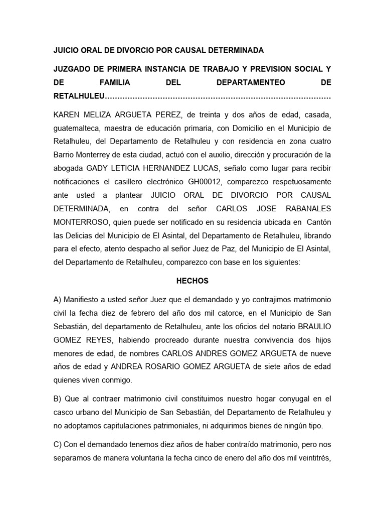 1ra Parte Oral de Divorcio | PDF 1ra Parte Oral de Divorcio | PDF