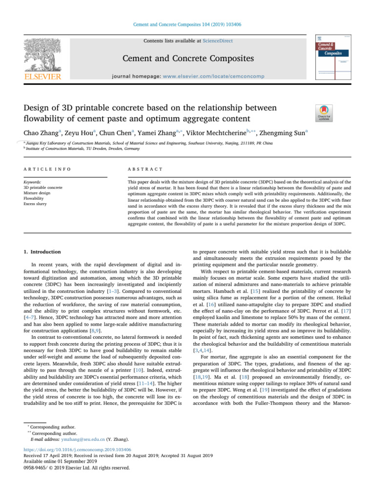 Zhang Et Al., 2019-CCC-mix Design Method(Flowability of Paste + Optimum ...