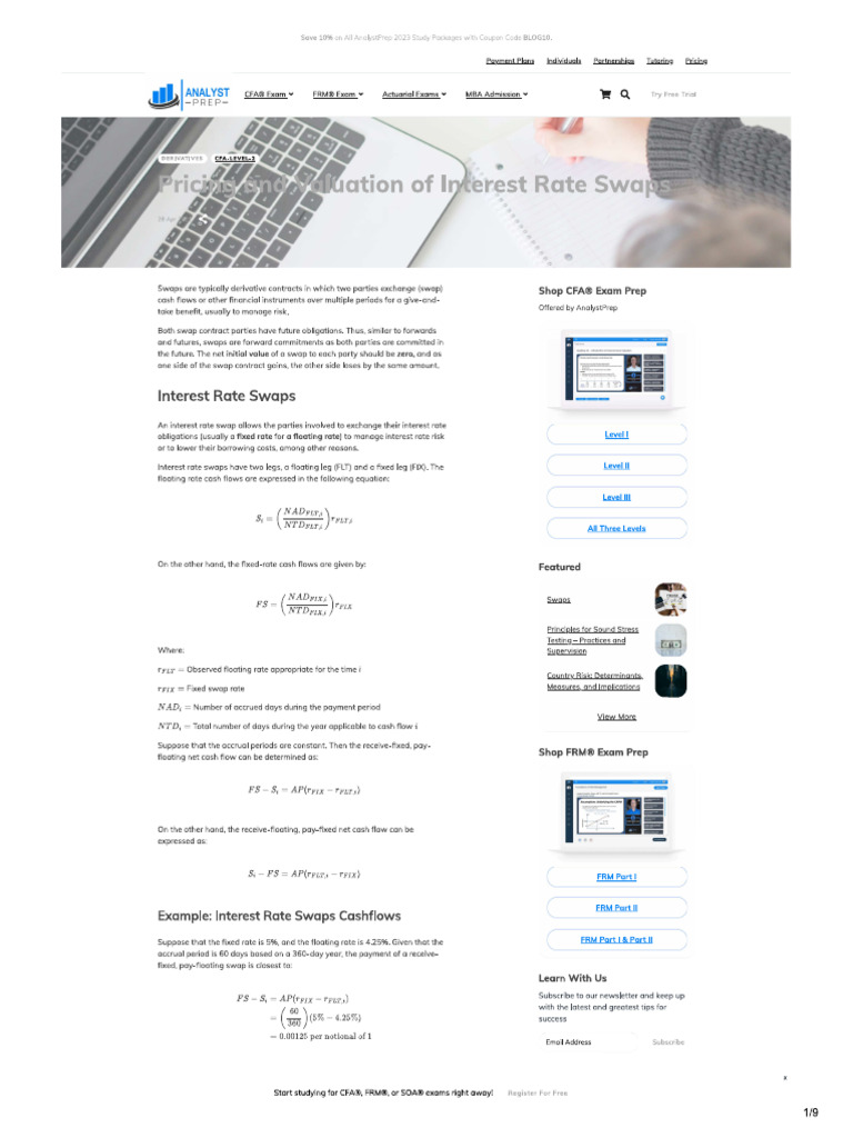 Pricing and Valuation of Interest Rate Swaps | PDF