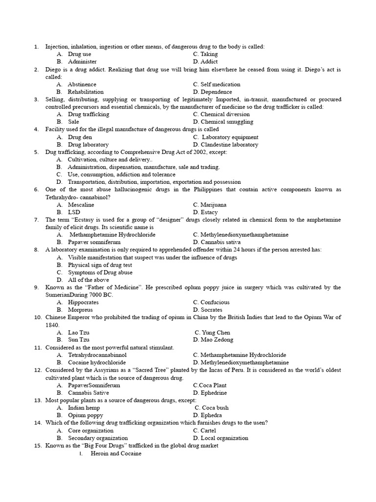 Drugs Questionnaire | PDF | Drugs | Illegal Drug Trade