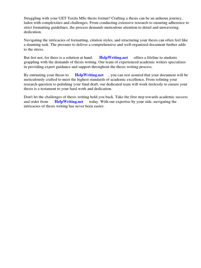 Uet Taxila MSC Thesis Format | PDF | Concrete | Materials