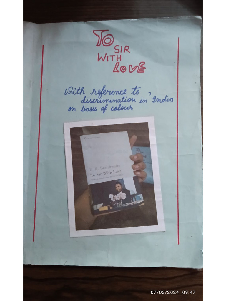 'To Sir, With Love' Book Summary Class 10 Project | PDF